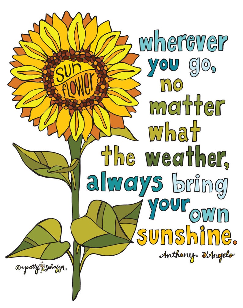 Sunflower Art Print Inspirational Wall Art Inspirational | Etsy