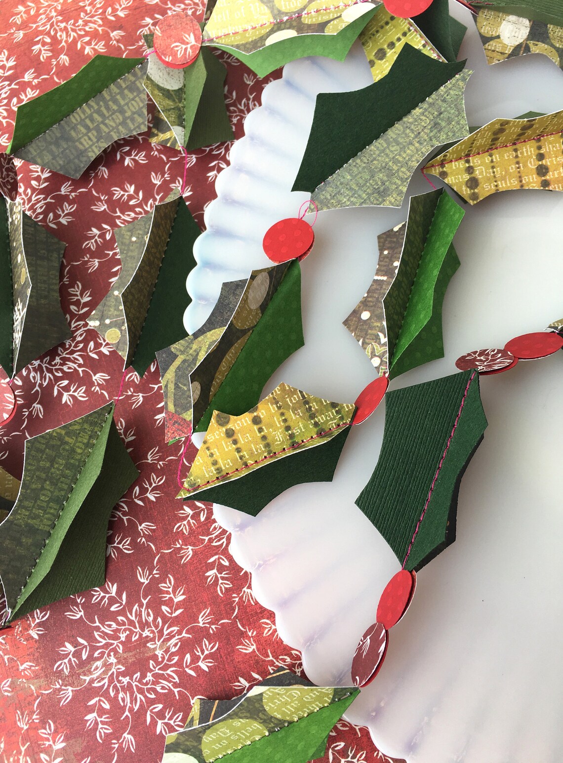 Christmas Holly Garland Christmas Garland Three - Etsy