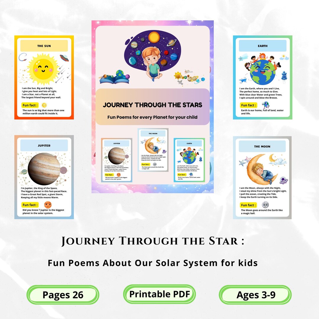 Space Poems for Kids Printable, Journey Through the Stars Solar System ...