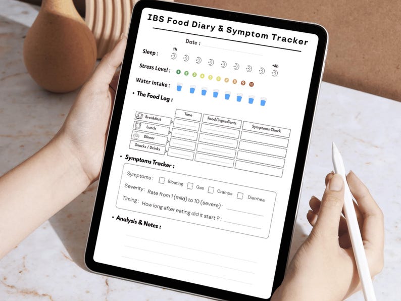 IBS Food Diary & Symptom Tracker Printable, Daily Gut Health Journal ...