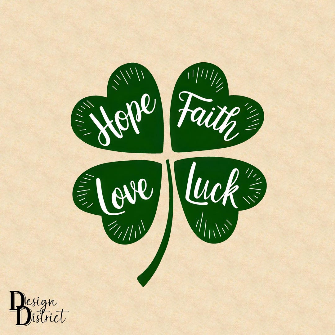 Four Leaf Clover Clipart PNG, Retro Lucky Shamrock Art, St Paddy's Day ...
