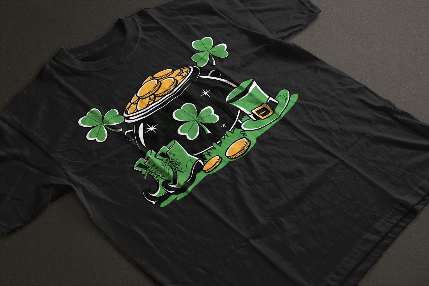 Pot of Gold With Gold Coins PNG, Leprechaun Hat, Shamrocks & Shoes, St ...