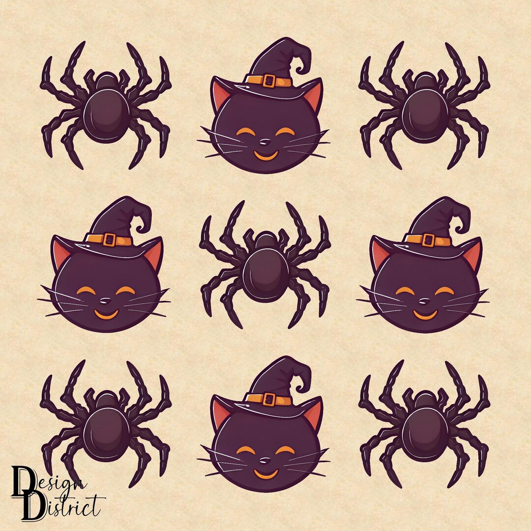 Halloween Clipart Png, SPIDER AND CAT Panel, Sublimation Design, High ...