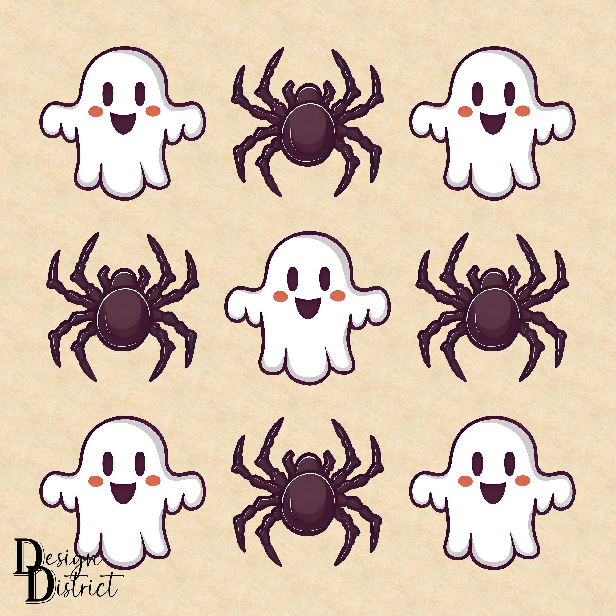 Halloween Clipart Png, GHOST AND SPIDER Panel, Sublimation Design, High ...