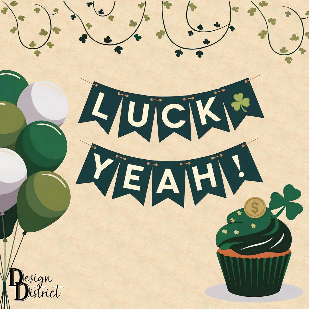 St Patricks Day PNG, Luck Yeah Banner, Green Balloons, Lucky Shamrock ...