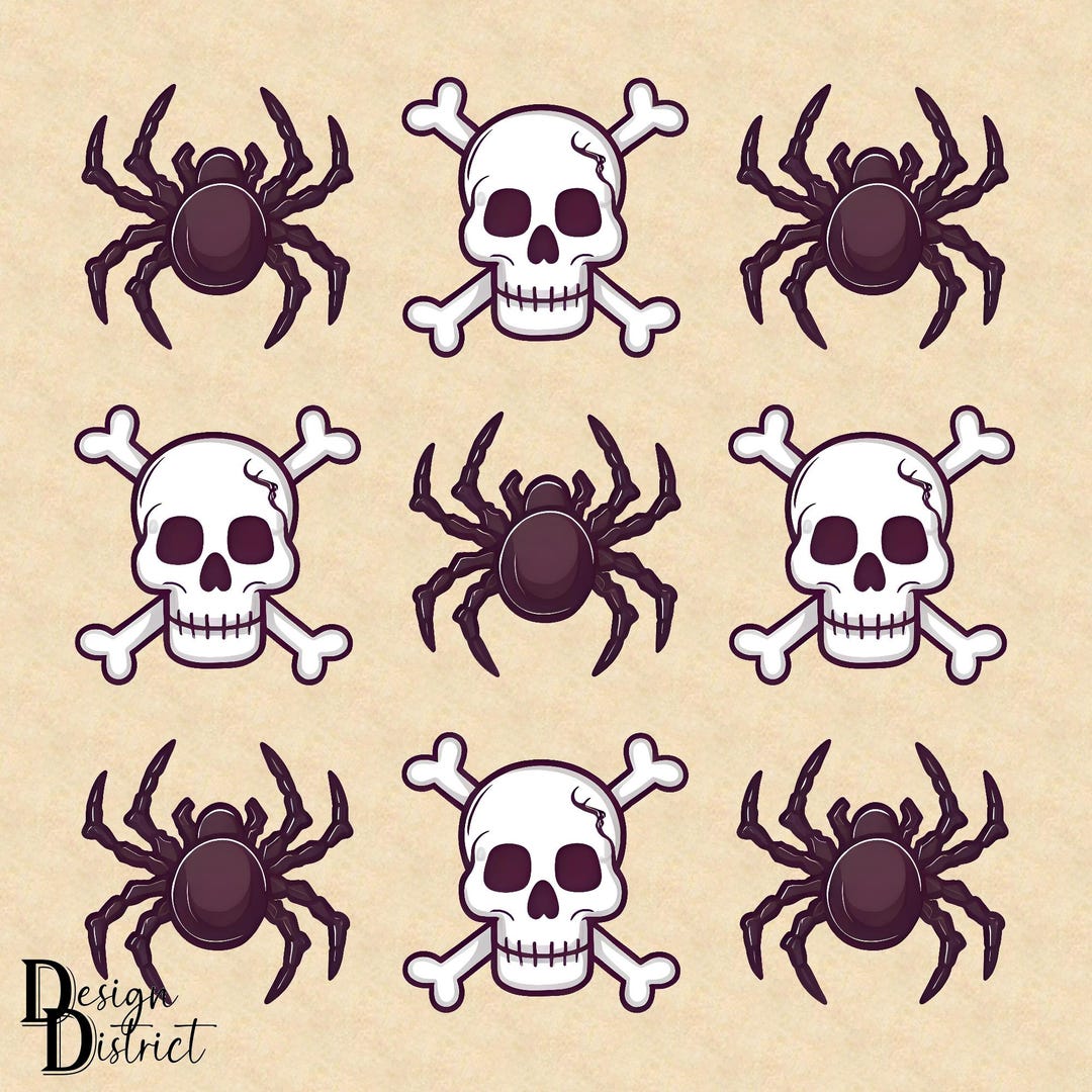 Halloween Clipart Png, SPIDER AND SKULL Panel, Sublimation Design, High ...