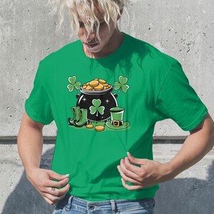 Pot of Gold With Gold Coins PNG, Leprechaun Hat, Shamrocks & Shoes, St ...