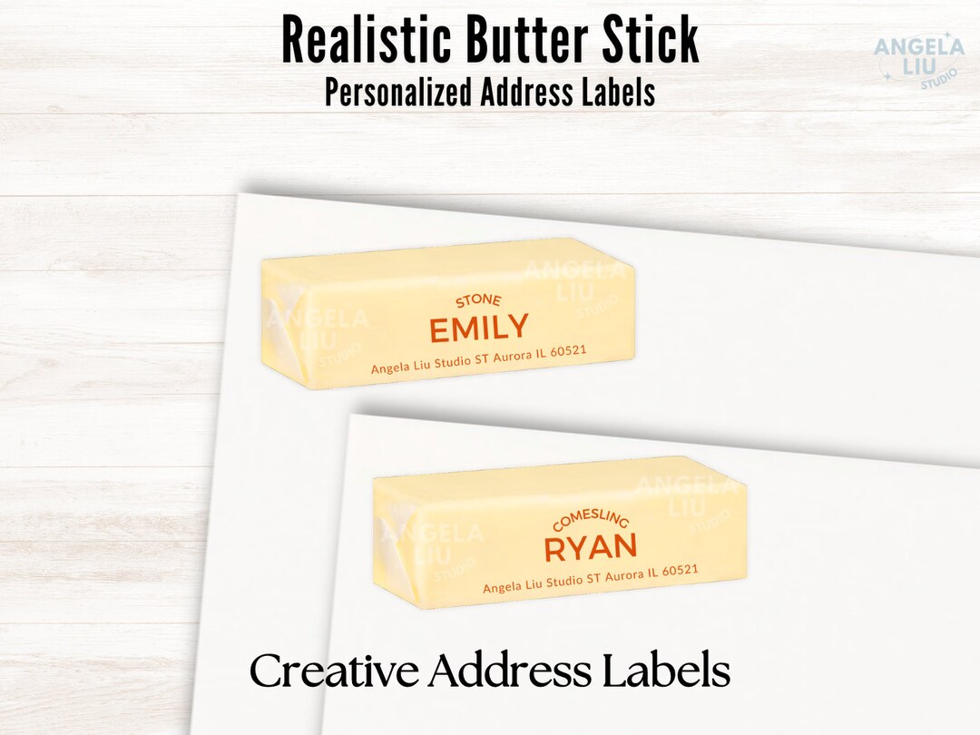 Realistic Butter Stick Return Address Labels Creative Personalized ...