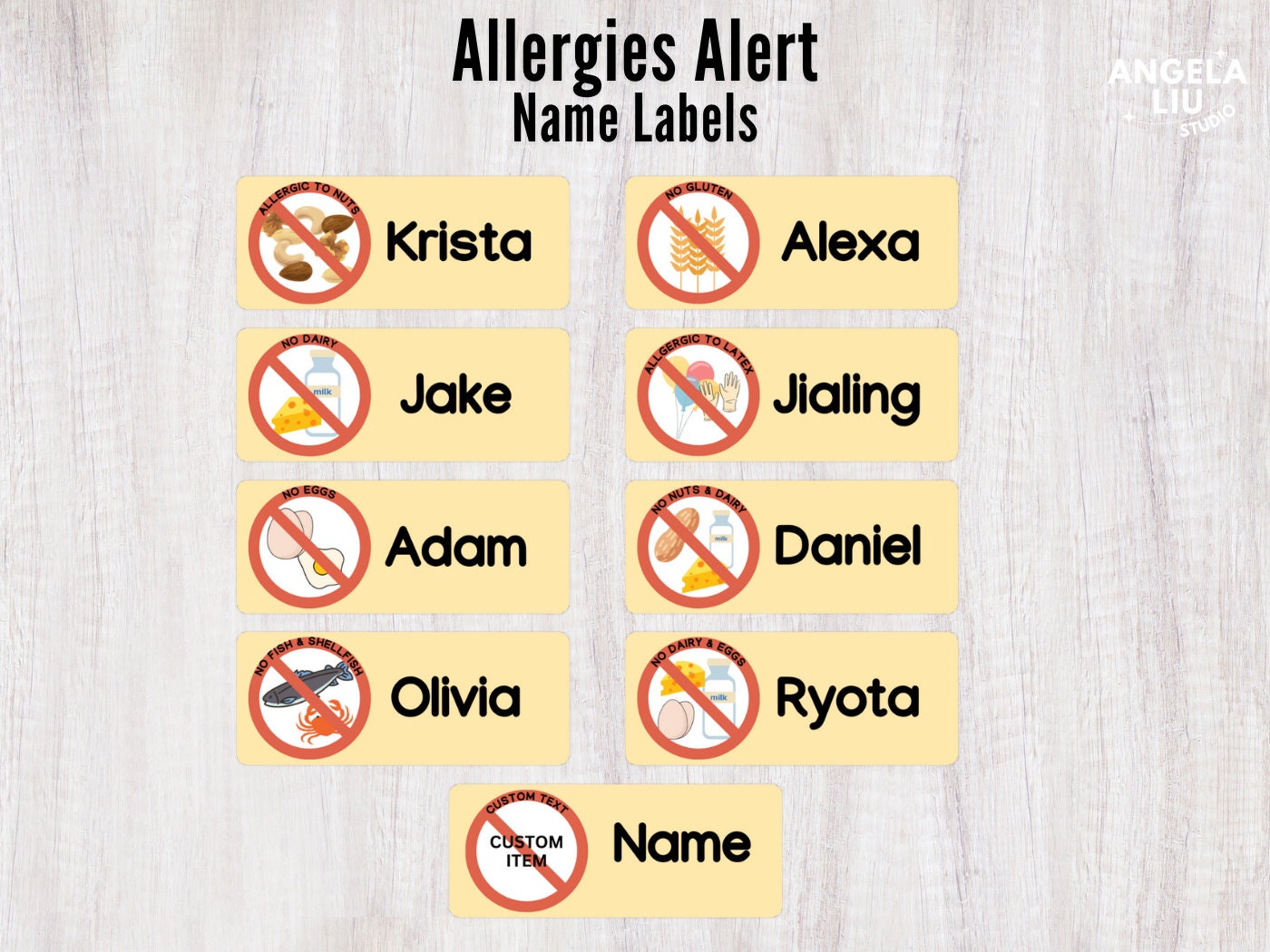 Allergy Name Labels Personalize Food Allergy Alert Labels for Kids ...