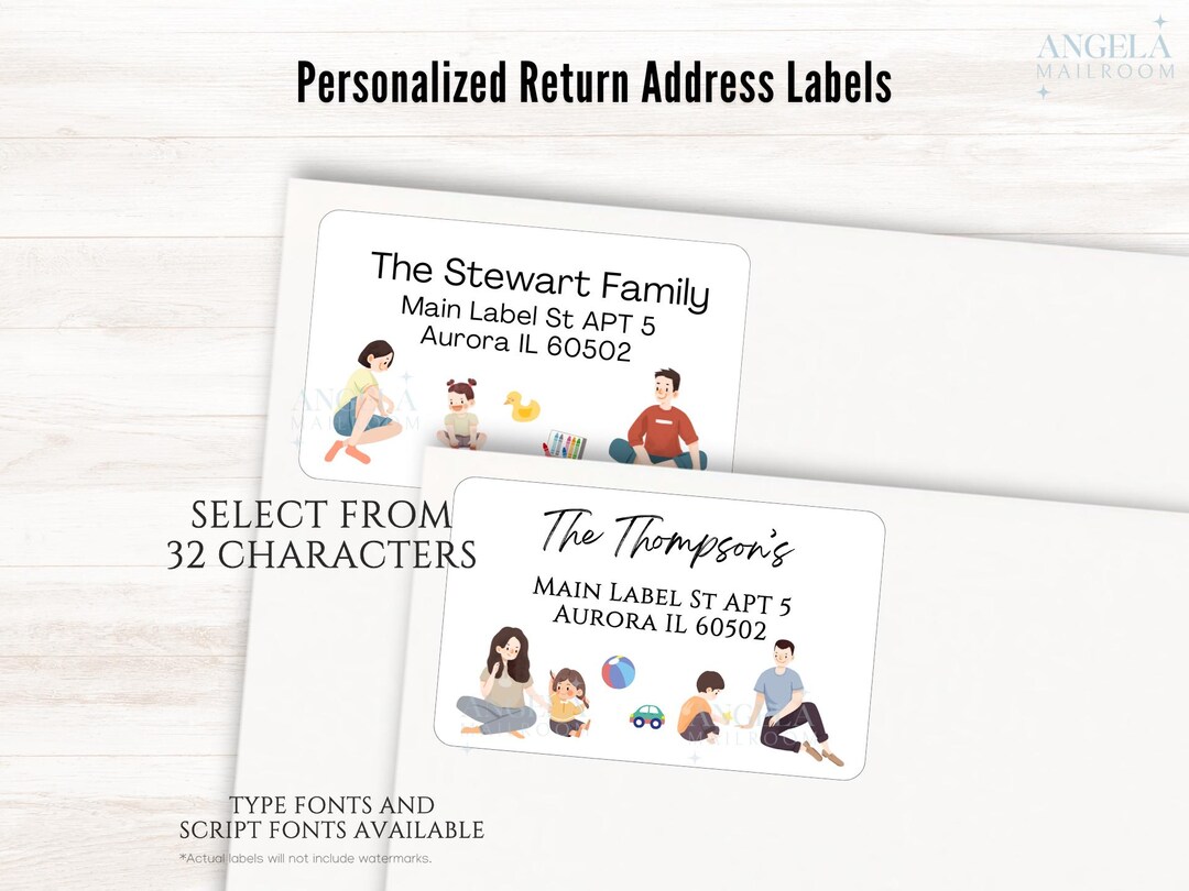 Custom Family Members Return Address Labels, Set of 32, 18 ...