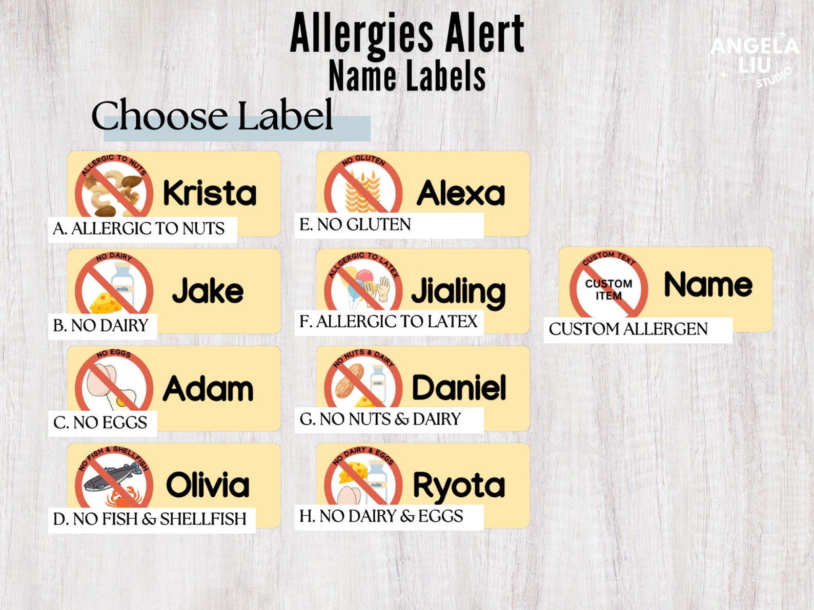 Allergy Name Labels Personalize Food Allergy Alert Labels for Kids ...