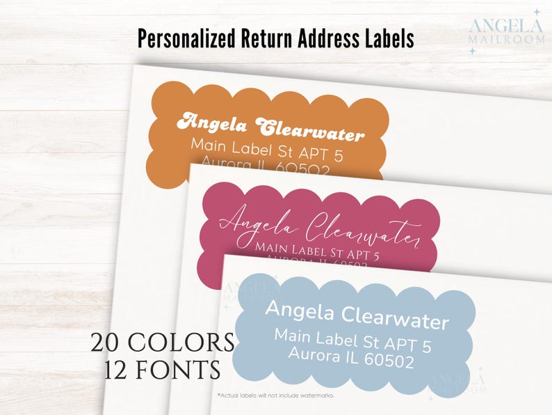 Retro Scalloped Border Personalized Return Address Labels, Set of 20 ...