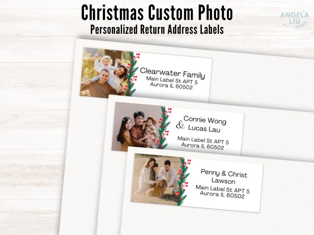 Christmas Personalize Family Photo Return Address Labels Family ...