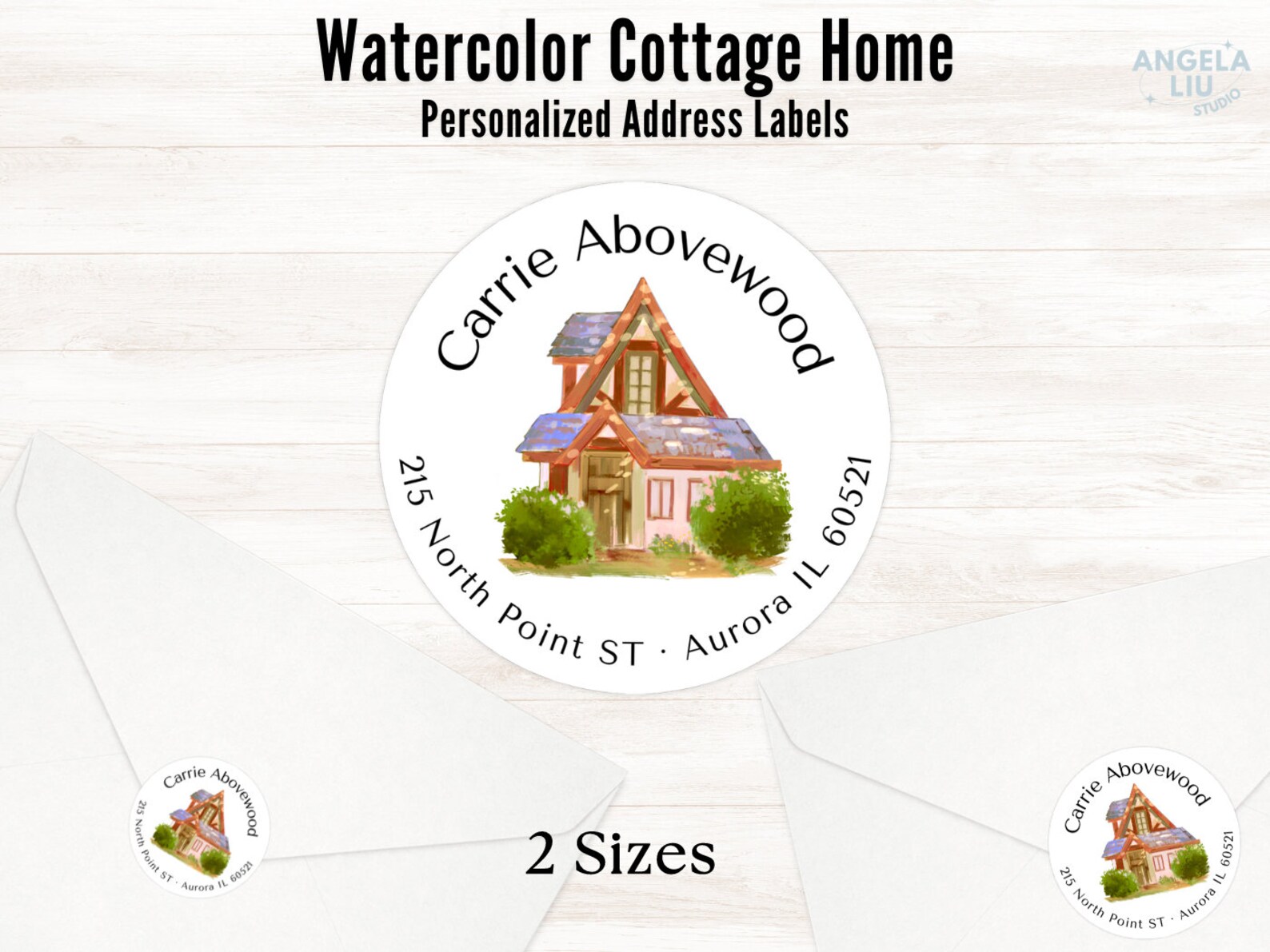 Round Cottage Home Watercolor Personalized Address Labels | Mailing ...
