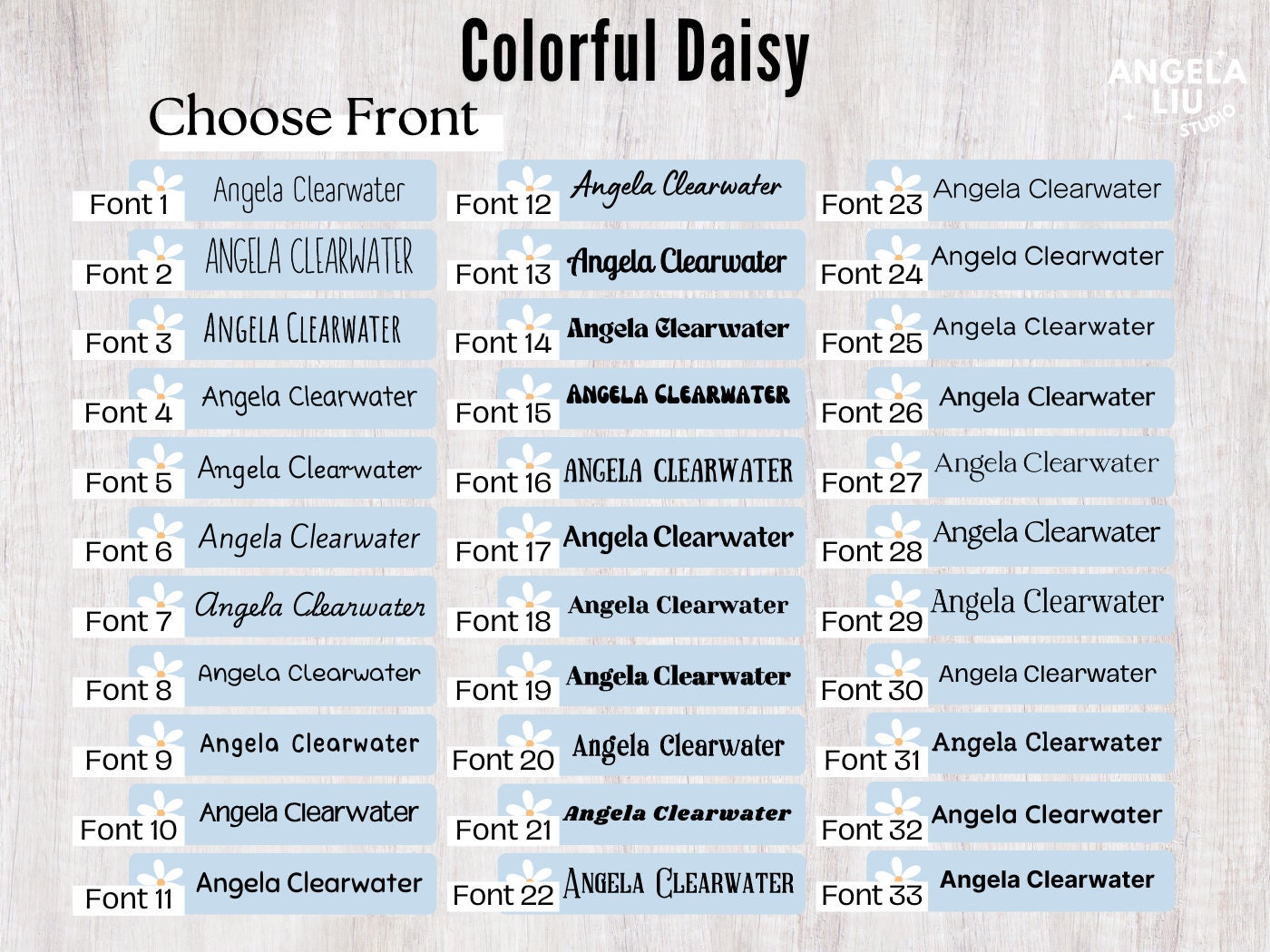 Colorful Daisy Name Labels | Skinny Long Strip Full Name Label Stickers ...