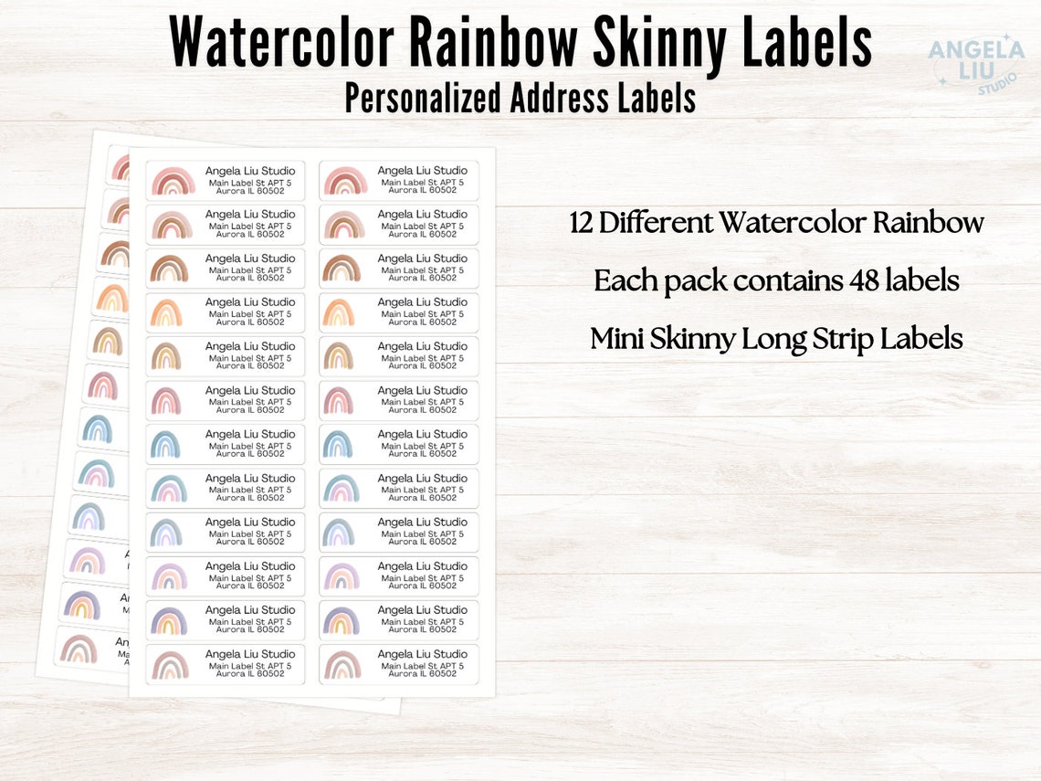 Small Rainbow Personalized Return Address Labels, Set of 48 Labels ...