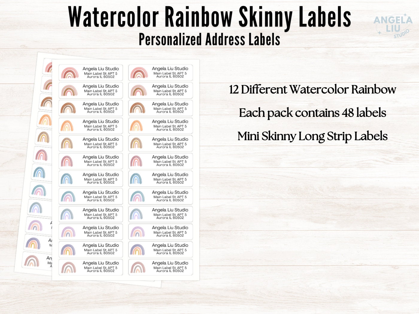 Small Rainbow Personalized Return Address Labels, Set of 48 Labels ...