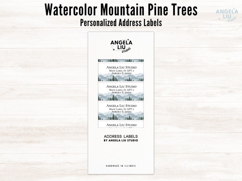 Watercolor Mountain Pine Trees Return Address Label Personalize Mailing ...