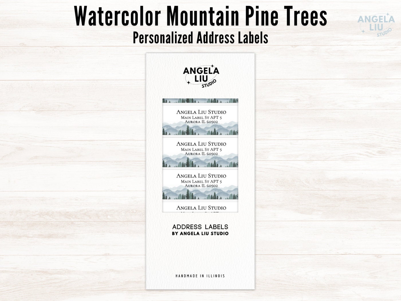 Watercolor Mountain Pine Trees Return Address Label Personalize Mailing ...