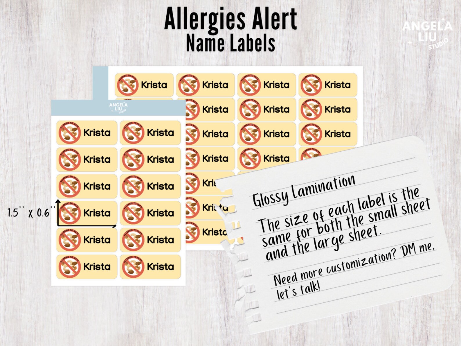 Allergy Name Labels Personalize Food Allergy Alert Labels for Kids ...
