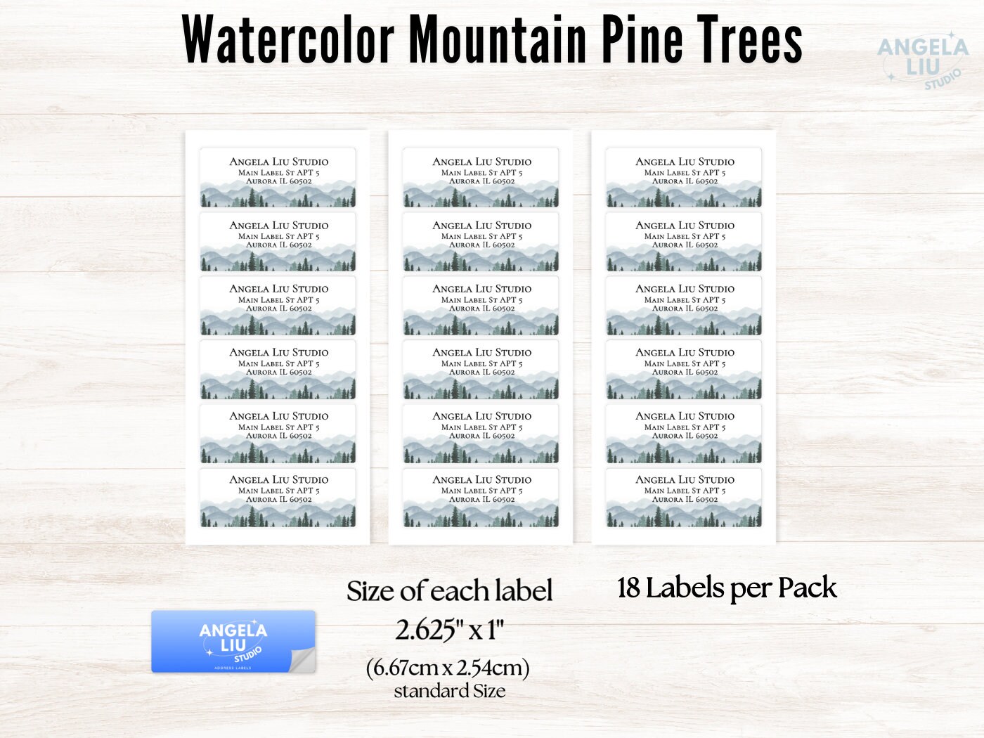 Watercolor Mountain Pine Trees Return Address Label Personalize Mailing ...