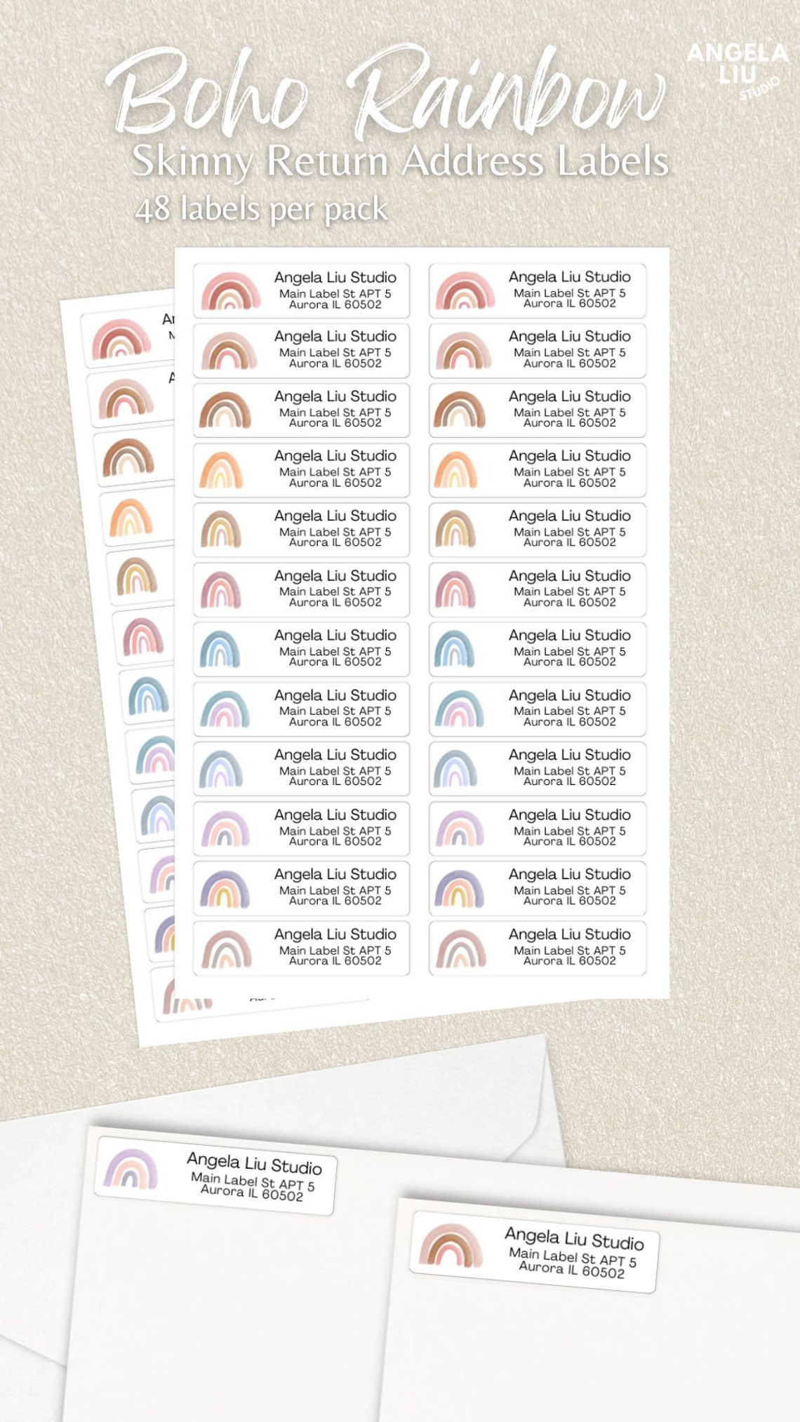 Small Rainbow Personalized Return Address Labels, Set of 48 Labels ...
