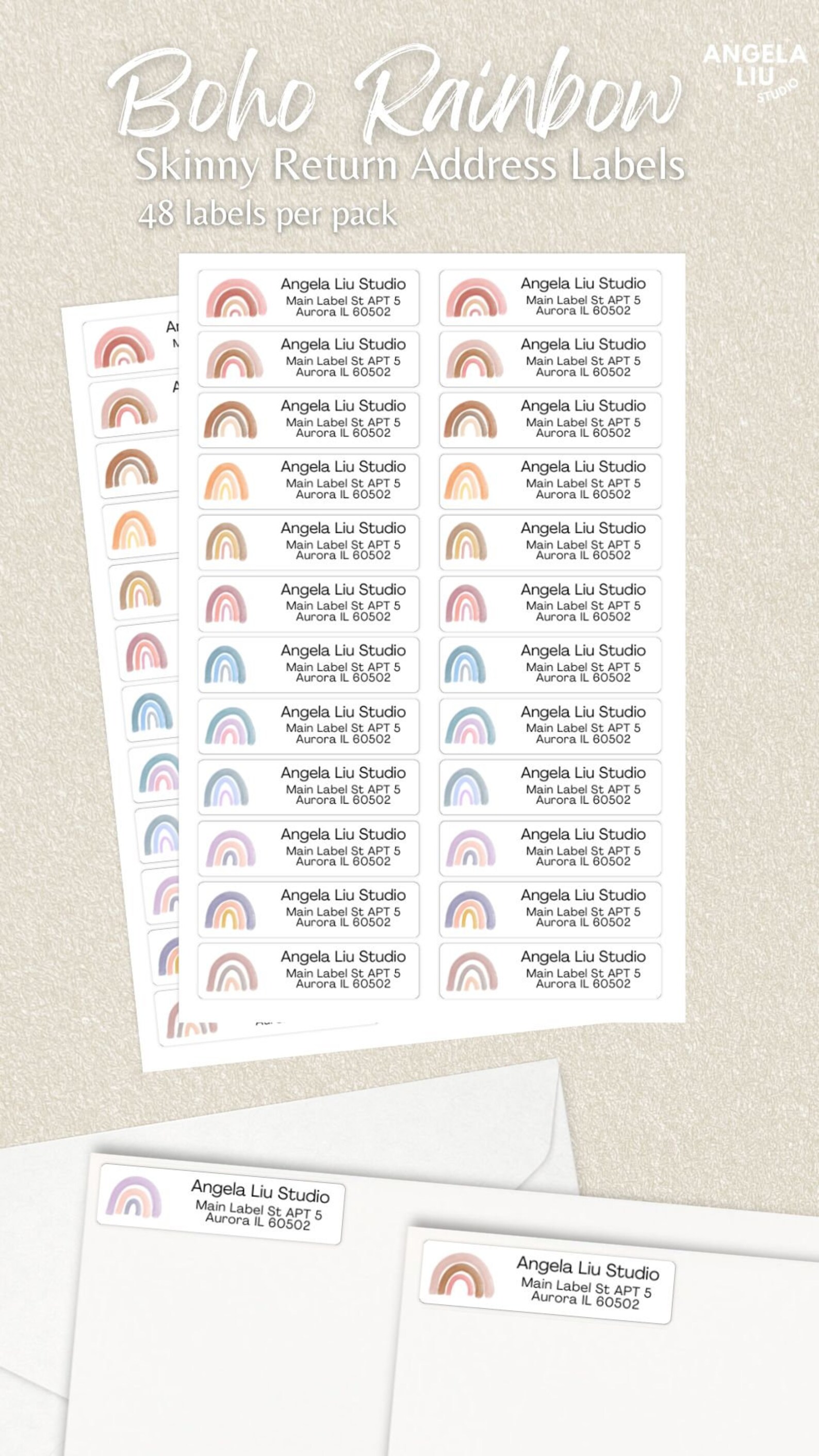 Small Rainbow Personalized Return Address Labels, Set of 48 Labels ...