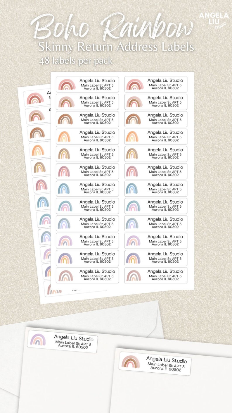 Small Rainbow Personalized Return Address Labels, Set of 48 Labels ...