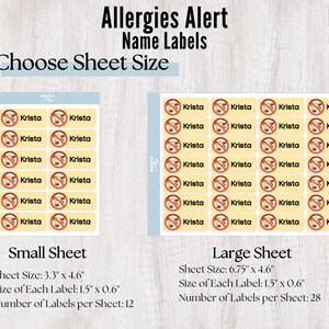Allergy Name Labels Personalize Food Allergy Alert Labels for Kids ...