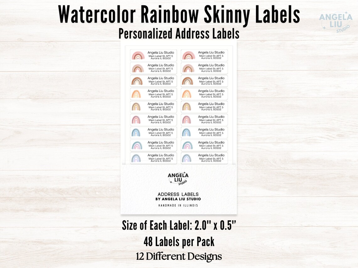 Small Rainbow Personalized Return Address Labels, Set of 48 Labels ...