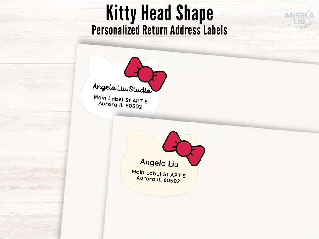 Kitty Head Shape Personalize Return Address Labels | Cute Cat Christmas ...