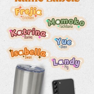 Boho Flowers & Stars Full Name Labels | Personalized Waterproof Girl ...