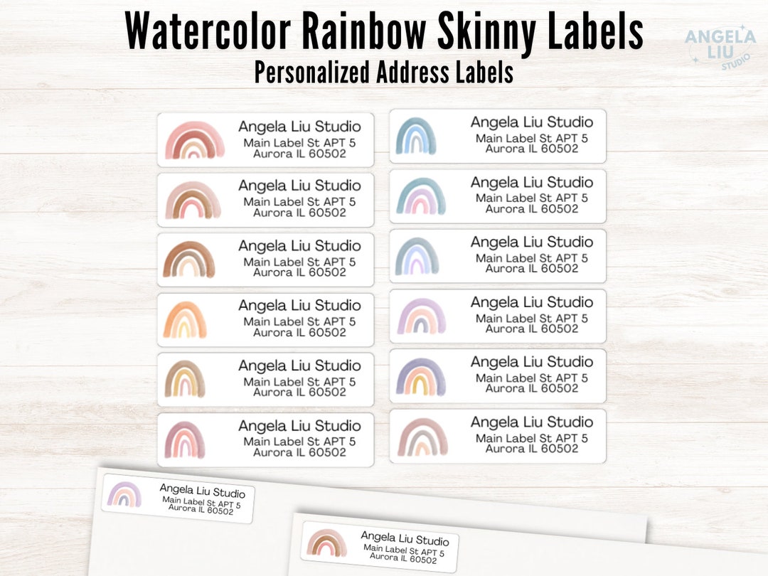 Small Rainbow Personalized Return Address Labels, Set of 48 Labels ...
