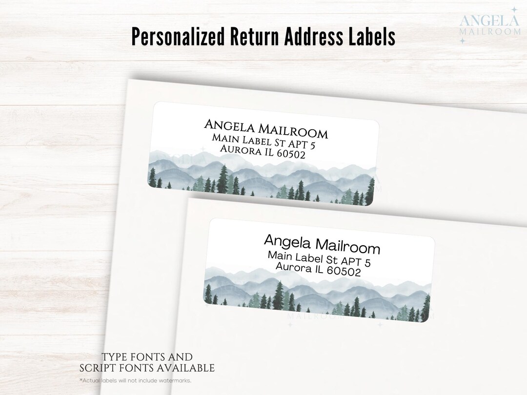 Mountain Pine Trees Return Address Labels, Set of 30 | Personalized ...