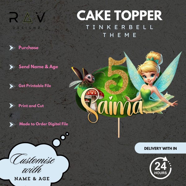 Tinkerbell Cake Toppers - Etsy