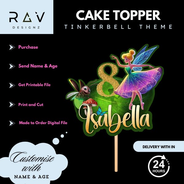 Tinkerbell Party Cake Topper - Etsy