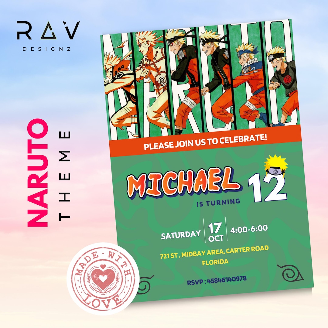 Personalized Naruto Birthday Invitation Ninja Party Invite Printable ...