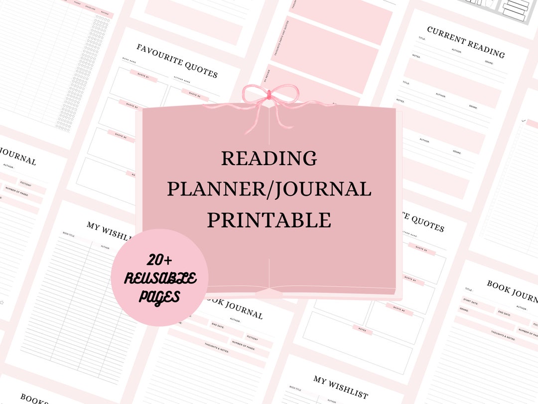 Printable Reading Planner and Journal Aesthetic Pink 2024 - Etsy