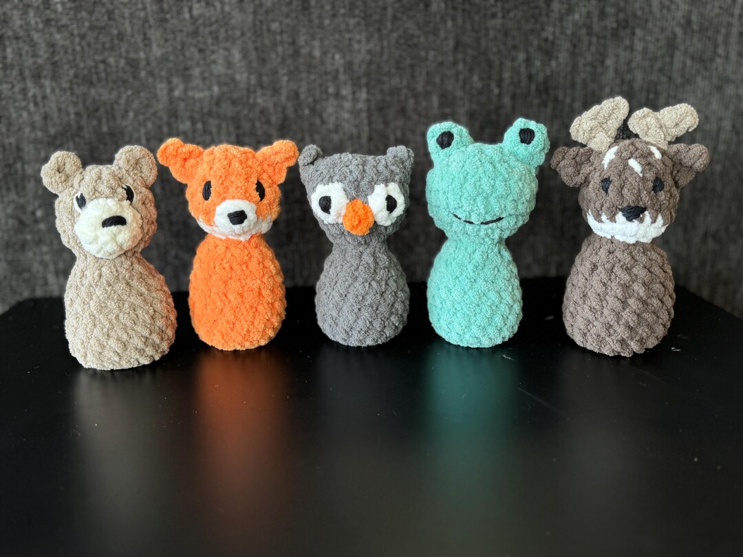 Crochet Mini Cuddle Critters With Rattles Inside, Set of 5 - Ready to ...