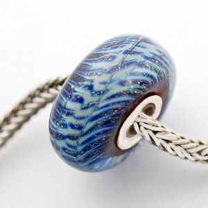 Unique Big Silver Blue Twist Dichroic Ribbon Glass Bead Artisan ...