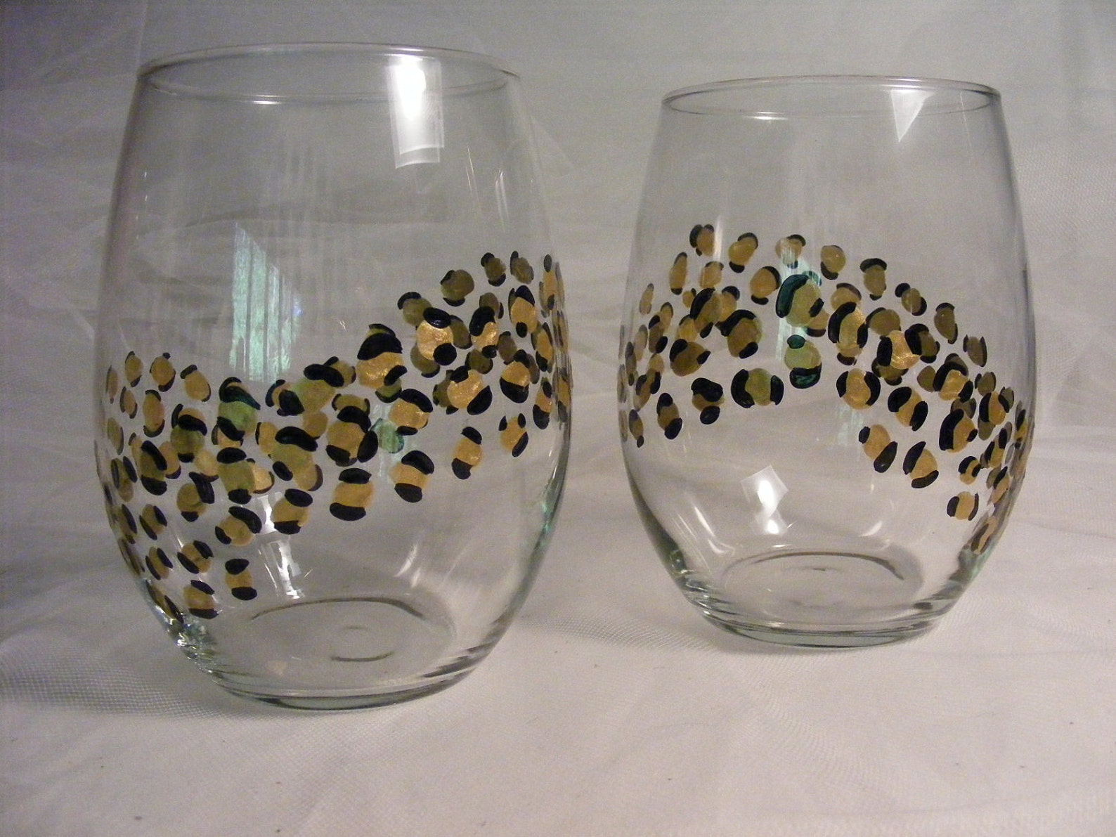 Painted Stemless Leopard Wine Glasses Perfect for a Birthday - Etsy