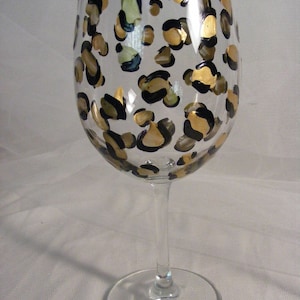 Large Oversize Wine Glass With Gold Leopard Print - Perfect for ...