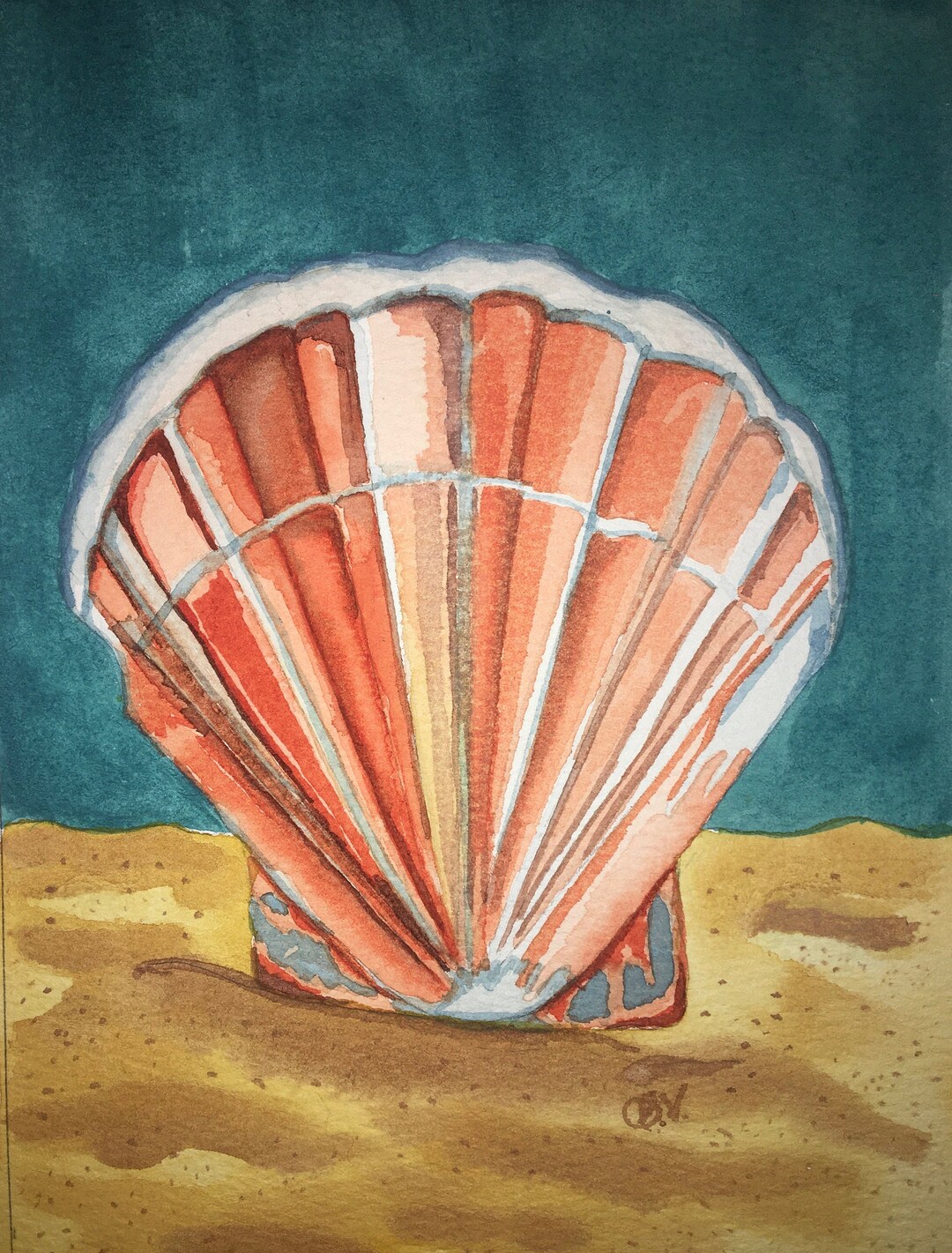 Original Seashell Clam Shell Watercolor Painting. This is Not a Print ...