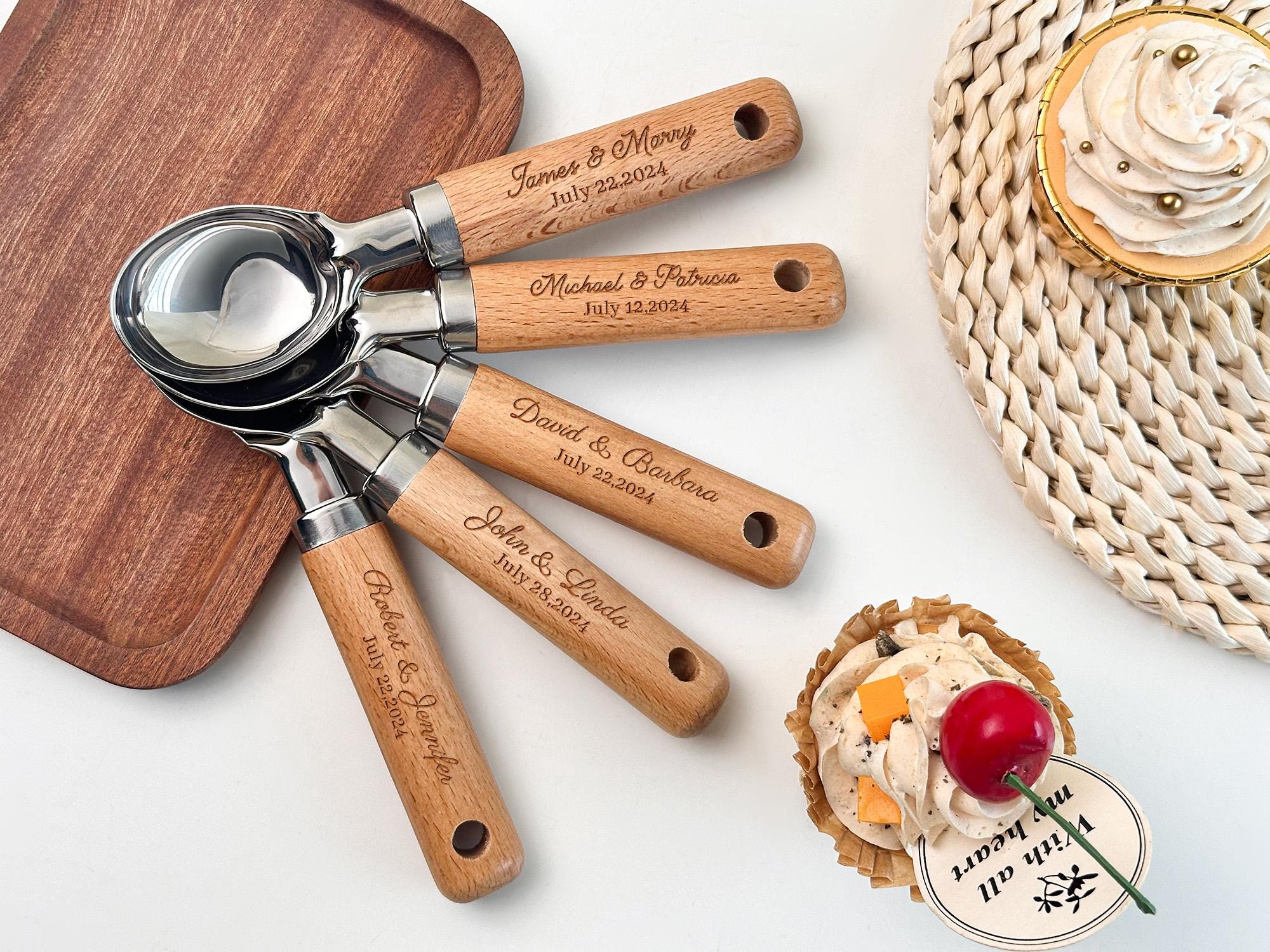 Personalized Ice Cream Scoop,engraved Dessert Scoop,wooden Handle Ice ...