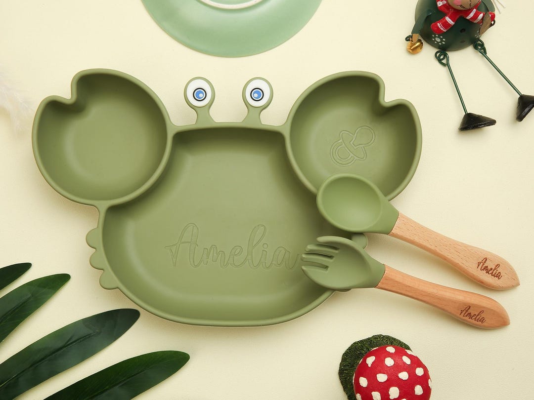 Personalized Silicone Weaning Set,engraved Silicone Baby Plate,baby ...