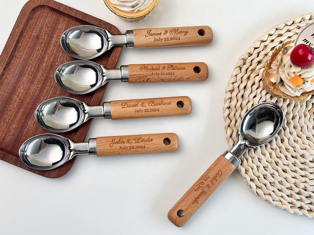 Personalized Ice Cream Scoop,engraved Dessert Scoop,wooden Handle Ice ...