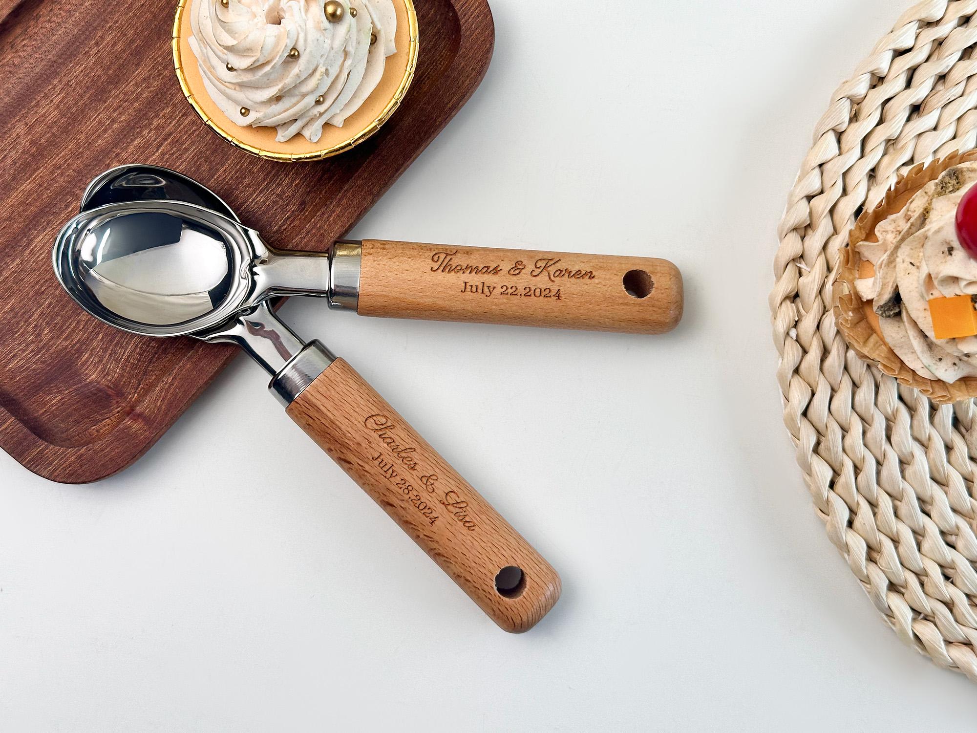 Personalized Ice Cream Scoop,engraved Dessert Scoop,wooden Handle Ice ...