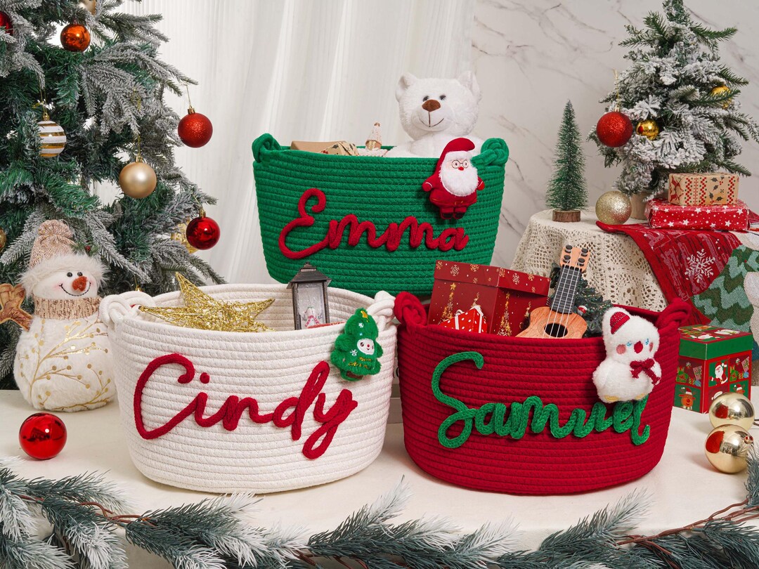 Personalized Christmas Basket, Christmas Gift Basket With Name, Custom ...