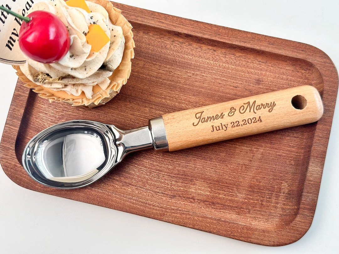 Personalized Ice Cream Scoop,engraved Dessert Scoop,wooden Handle Ice ...