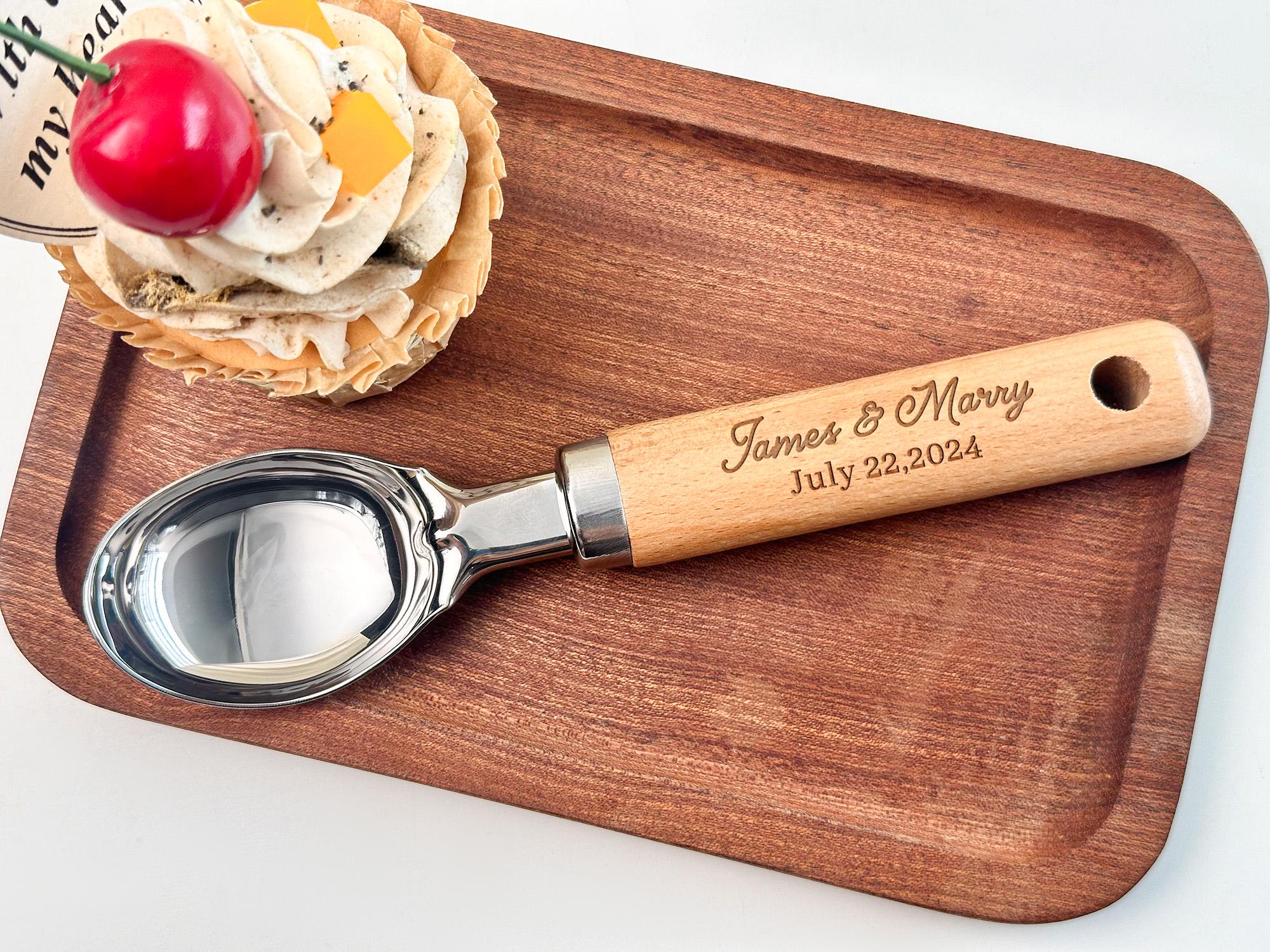 Personalized Ice Cream Scoop,engraved Dessert Scoop,wooden Handle Ice ...